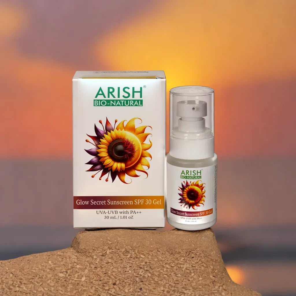 Glow Secret Sunscreen SPF 30 Gel – Arish Bionatural