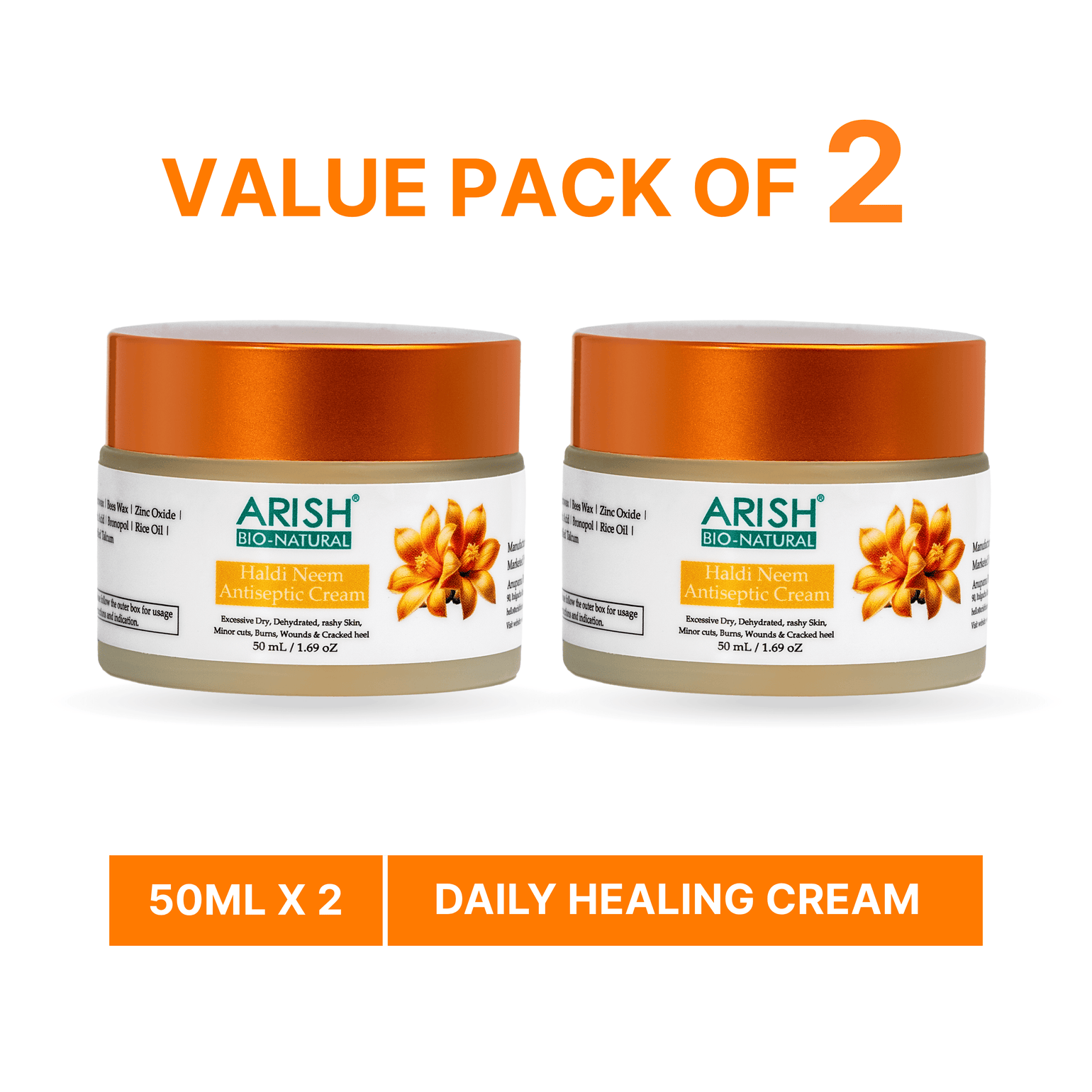 Haldi Neem Antiseptic Cream | Value Pack Of 2 – Arish Bionatural
